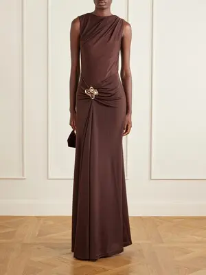 Rebecca Vallance Hazine Ruched Embellished Gown