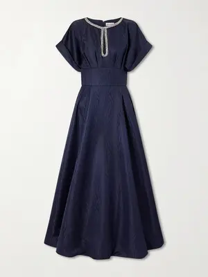 Rebecca Vallance Embellished Moire Gown - Blue