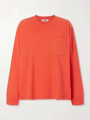 B Sides Double Pocket Detail Long Sleeve Cotton T-shirt