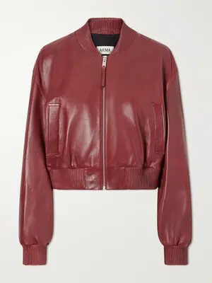 ARMA Hannan Leather Bomber Jacket - Red