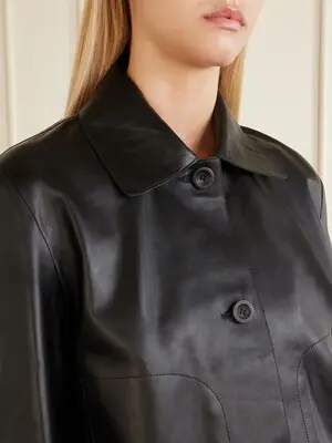 ARMA Cropped Leather Chore Jacket - Black