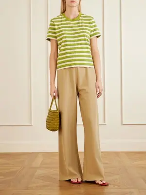LA LIGNE Cropped Striped Cotton T-shirt - Green