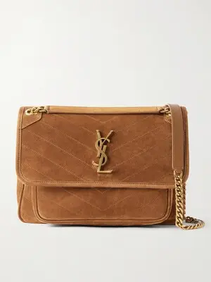 Saint Laurent Niki Suede Shoulder Bag - Brown