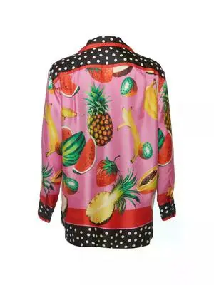 Dolce & Gabbana Printed Silk Camp Collar Shirt