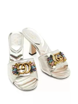Gucci Gg Marmont Quilted Crystal-embellished Heeled Sandals
