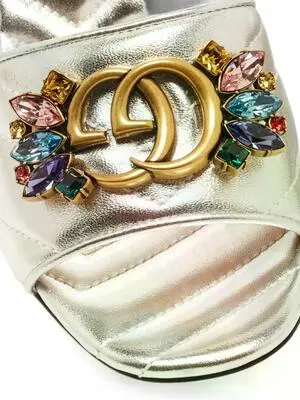 Gucci Gg Marmont Quilted Crystal-embellished Heeled Sandals