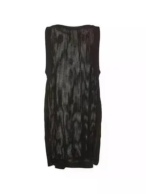 LOUIS VUITTON Crochet Knit Sleeveless Midi Dress - Black
