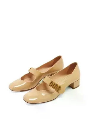 Dior Logo Plaque Heeled Pumps - Neutrals