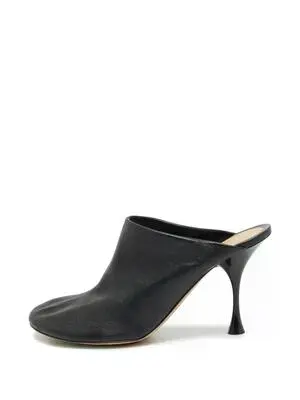 Bottega Veneta Leather Heeled Mules - Black