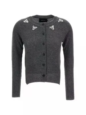 Simone Rocha Faux-pearl And Crystal Embellished Cardigan - Grey