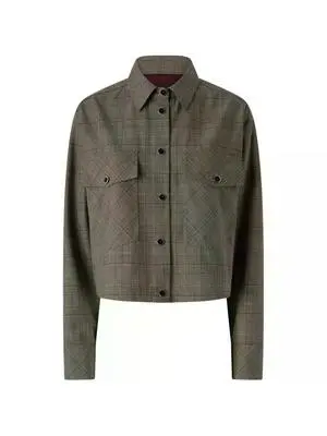 Pinko Cropped Prince Of Wales Check Jacket - Brown