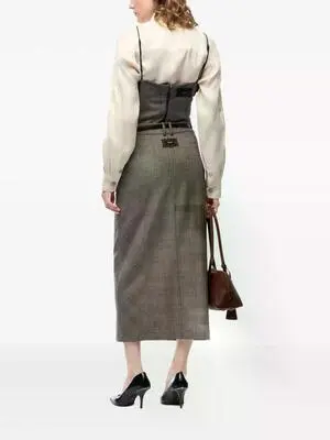 Pinko Midi Skirt With Prince Of Wales Check And Front Slit
