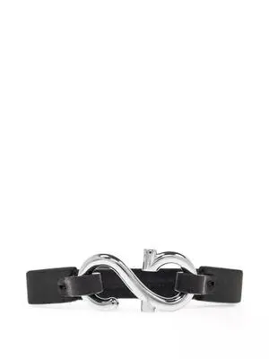 FERRAGAMO Gancini Leather Bracelet - Silver