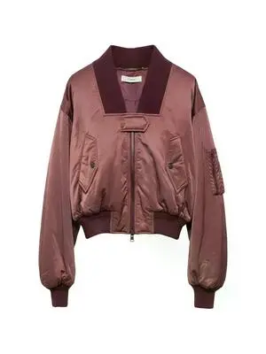 Chloé Ribbed-trim Zip-up Bomber Jacket - Brown