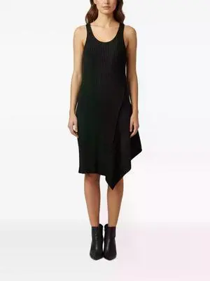 Stella McCartney Rib Knit Asymmetric Midi Dress - Black