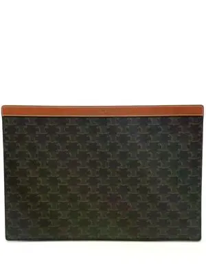 Celine Triomphe Coated Canvas Clutch Bag - Brown