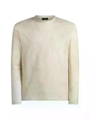 Etro Cotton Jersey Sweater With Paisley Motif And Embroidered Logo