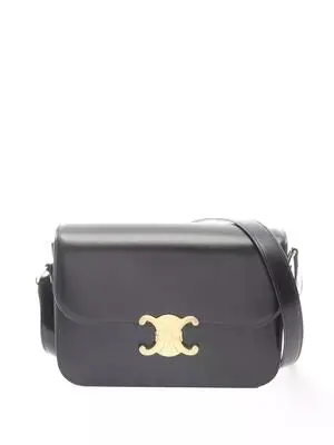 Celine Classique Triomphe Crossbody Bag In Shiny Calfskin - Black