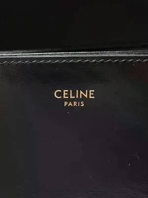 Celine Classique Triomphe Crossbody Bag In Shiny Calfskin - Black