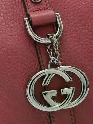 Gucci Calfskin Gg Charm Dome Satchel - Red