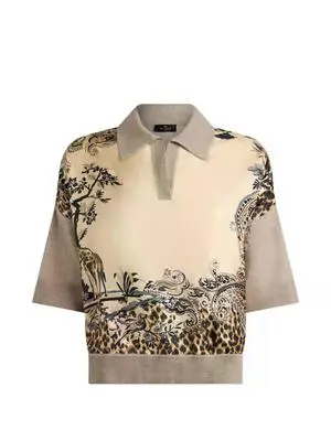 Etro Wool-blend Sweater With Placed Animal And Paisley Print - Neutrals