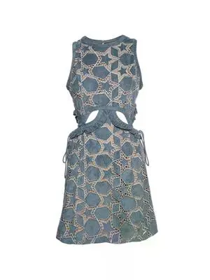 SELF-PORTRAIT Embroidered Cutout Mini Dress - Blue
