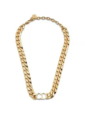 Dior Tone Monogram Choker Necklace - Gold