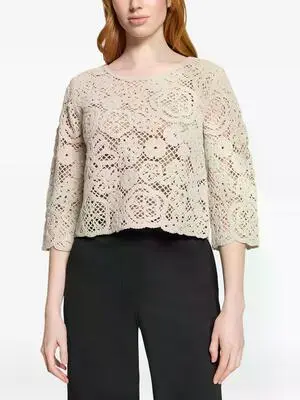BETTY BARCLAY Crochet Sequin-embellished Top - Neutrals