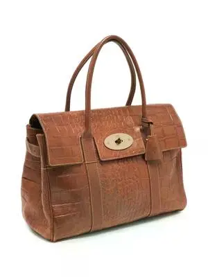 Mulberry Bayswater Croc-embossed Leather Tote Bag - Brown