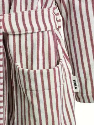 TEKLA Striped Hooded Dressing Gown - Red
