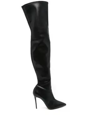 Casadei 100mm Julia Thigh High Boots - Black