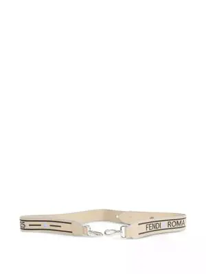 Fendi Leather Logo Print Shoulder Strap - Neutrals