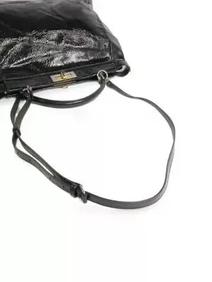 Fendi Peekaboo Patent Leather Handbag - Black