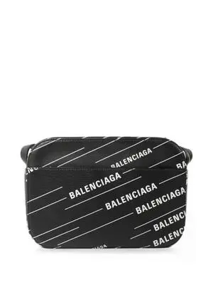 Balenciaga Logo-print Leather Shoulder Bag - Black