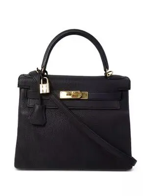 Hermès Hermès 28 Kelly Tote Bag In Black Taurillon Clemence Leather With Gold-Tone Hardware Black