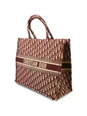 Dior Large Book Tote Logo Detail Canvas Tote Bag - Red