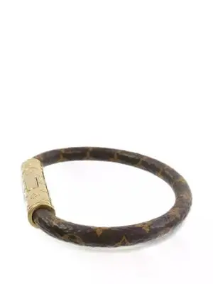 LOUIS VUITTON Monogram Print Cylindrical Bracelet - Gold