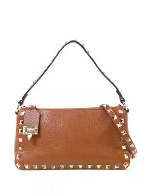 Valentino Garavani Rockstud Two-way Calfskin Shoulder Bag - Brown