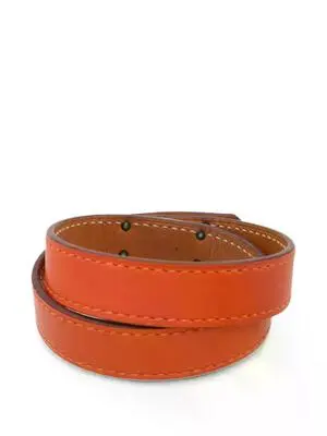 Hermès Orange Leather Double Tour Kelly Bracelet With Palladium-plated Hardware - Silver