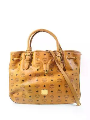 Mcm Logo Print Tote Bag - Brown