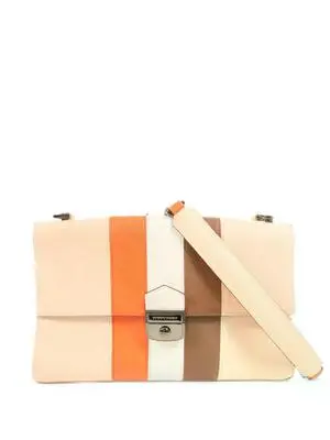 Longchamp Striped Leather Shoulder Bag - Neutrals