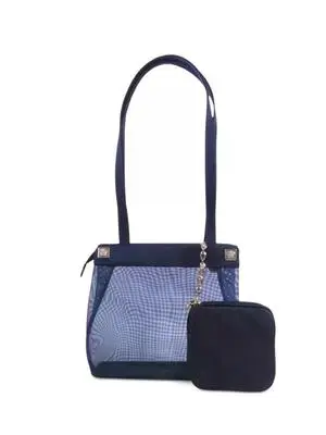 Versace Mesh Shoulder Bag With Silver-tone Hardware - Blue