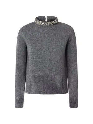 Pinko Crystal-embellished Mock Neck Sweater