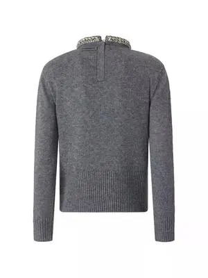 Pinko Crystal-embellished Mock Neck Sweater