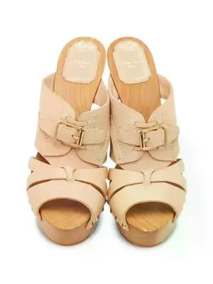 Dior Beige Leather Open Toe Heeled Sandals