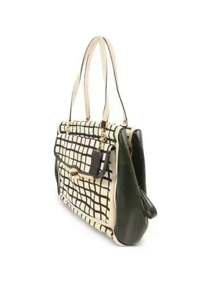 COACH VINTAGE Check Canvas Shoulder Bag - Black