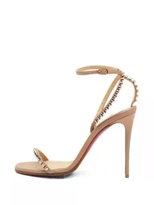 CHRISTIAN LOUBOUTIN Beige Leather Spike-stud Heeled Sandals