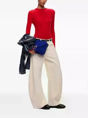 Pinko Ribbed Mock Neck Long Sleeve Sweater - Red