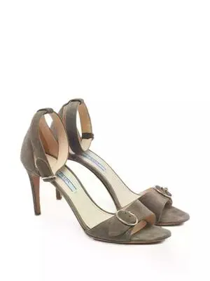Prada Suede Buckle Detail Ankle Strap Stiletto Sandals