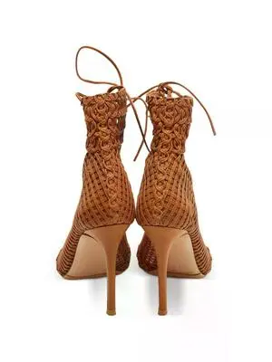 GIANVITO ROSSI Woven Lace-up Ankle Boots - Brown